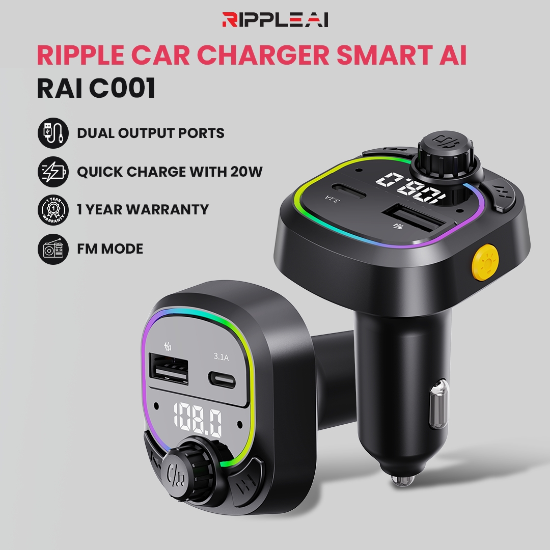 Ripple Indonesia | Ripple AI Car Charger 2 Port Fast Charging USB Cha.